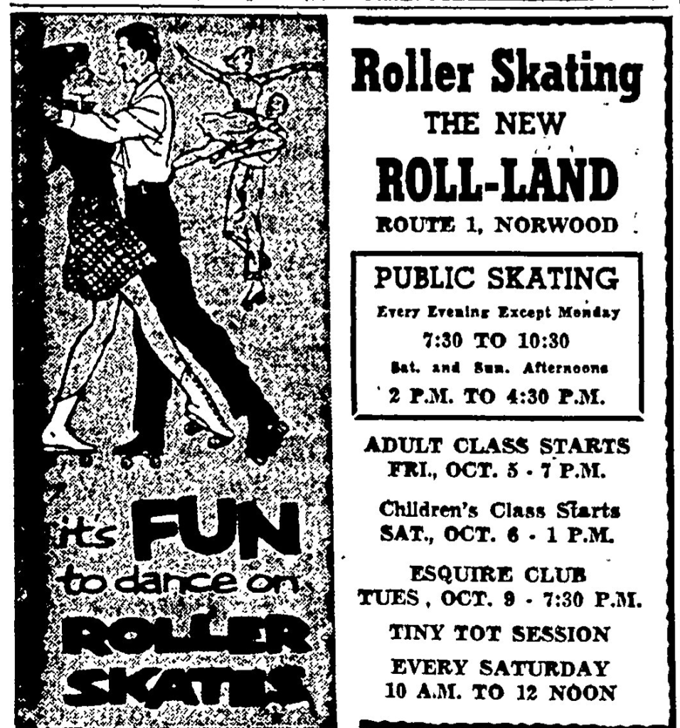 Roller Skating At The New Roll Land Ad-This Day In Norwood History ...